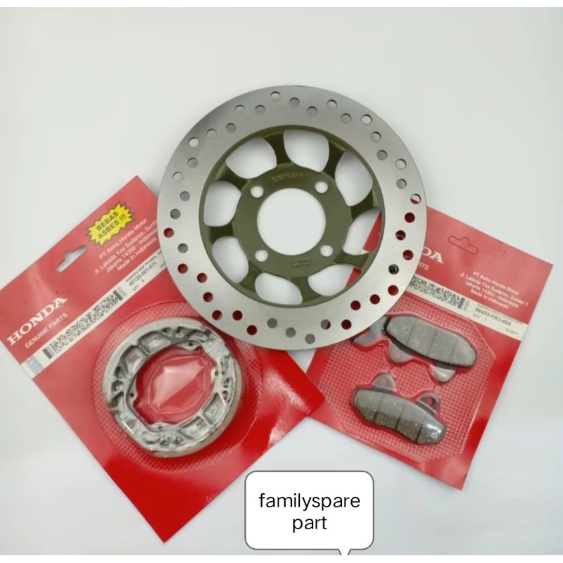 Jual piringan rem cakram depan KPH+kampas rem depan belakang honda supra x 125 karbu | Shopee ...