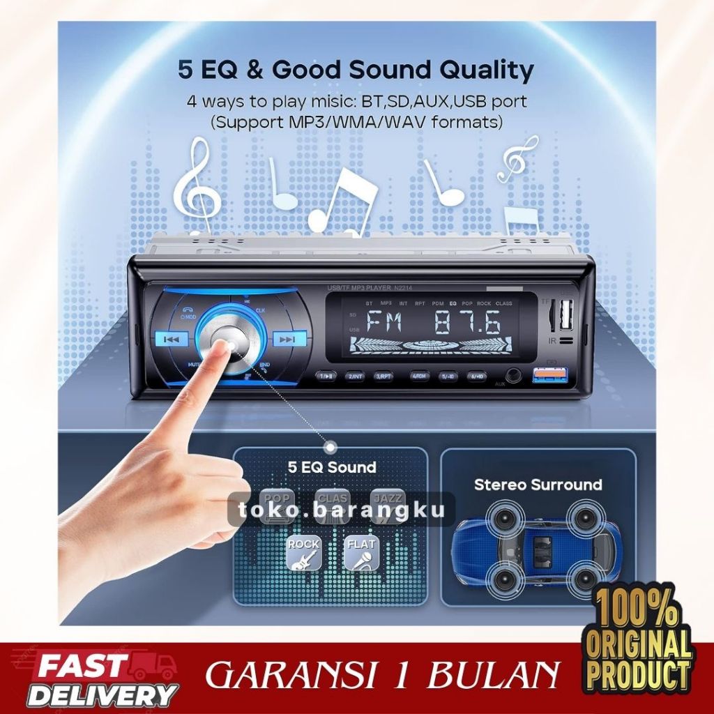 Jual Tape Mobil Single Din Player Bluetooth USB FM Radio Head Unit ...