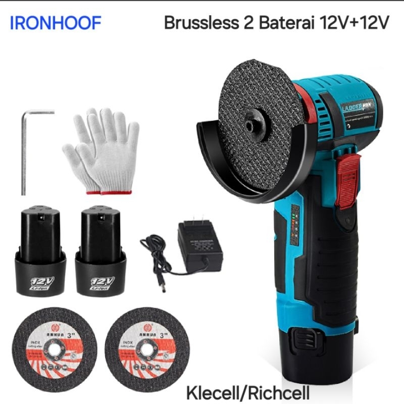 Jual IRONHOOF Angle Grinder Cordless Mesin Gerinda Tangan Elektrik ...