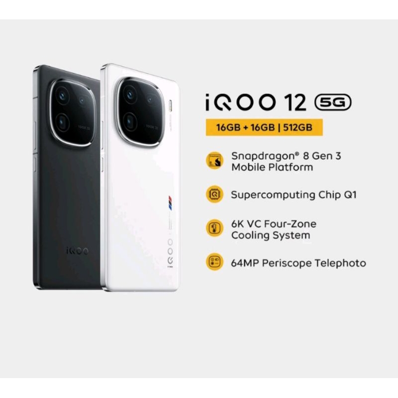 Jual IQOO RAM 12 5G || 16+16/512GB Garansi Resmi 8 Gen 3 | Shopee Indonesia