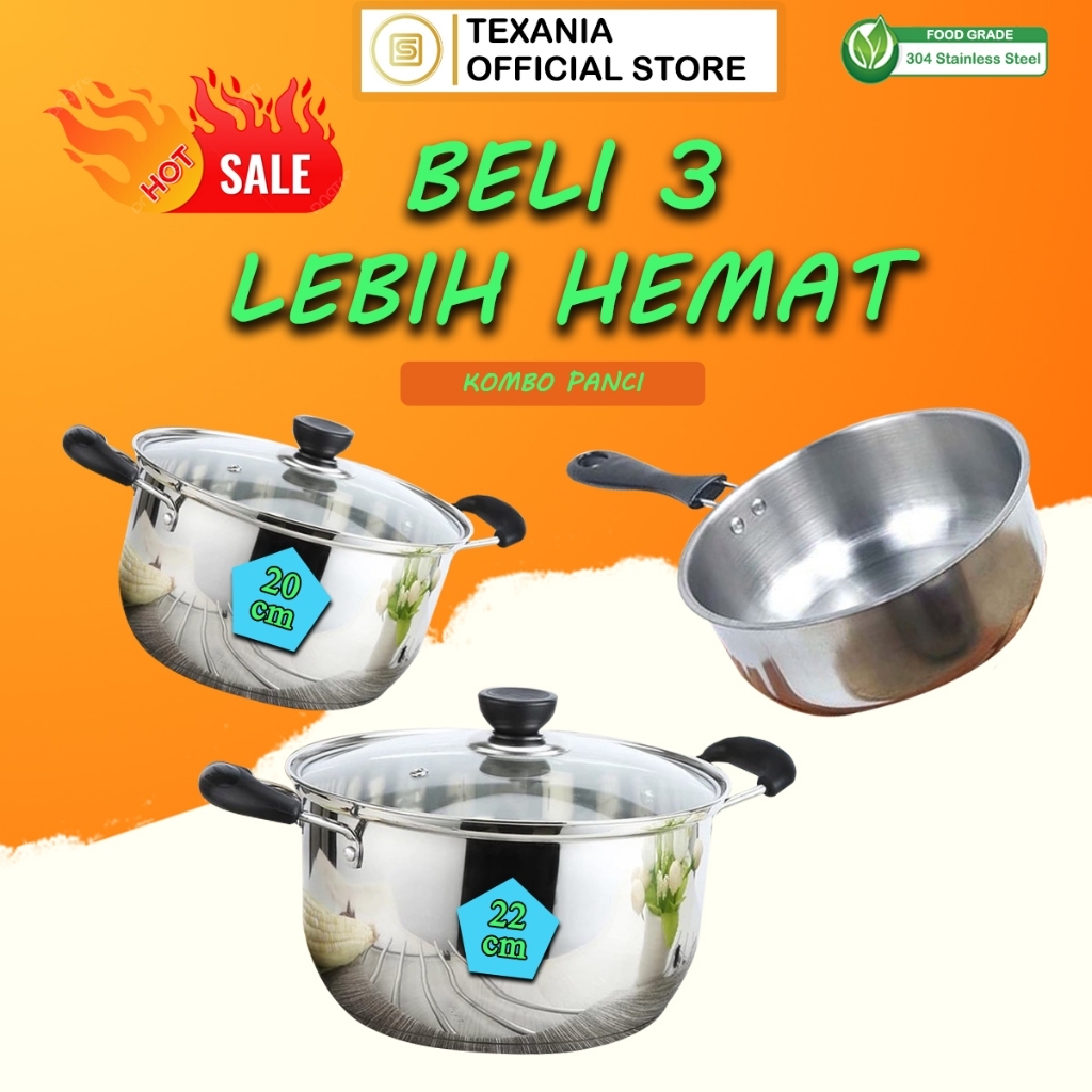 Jual TEXANIA PAKET KOMBO PANCI KUAH 2Pcs Ukuran 20 dan 22 cm dan PANCI ...
