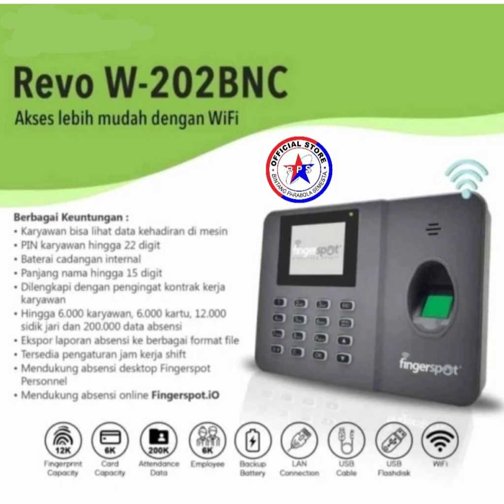 Jual Mesin absensi sidik jari finger print Revo W-202BNC fingerspot ...