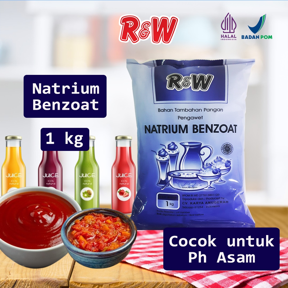 Jual Natrium Benzoat Pengawet Makanan Minuman Rajawali R&W RW 1 kg ...