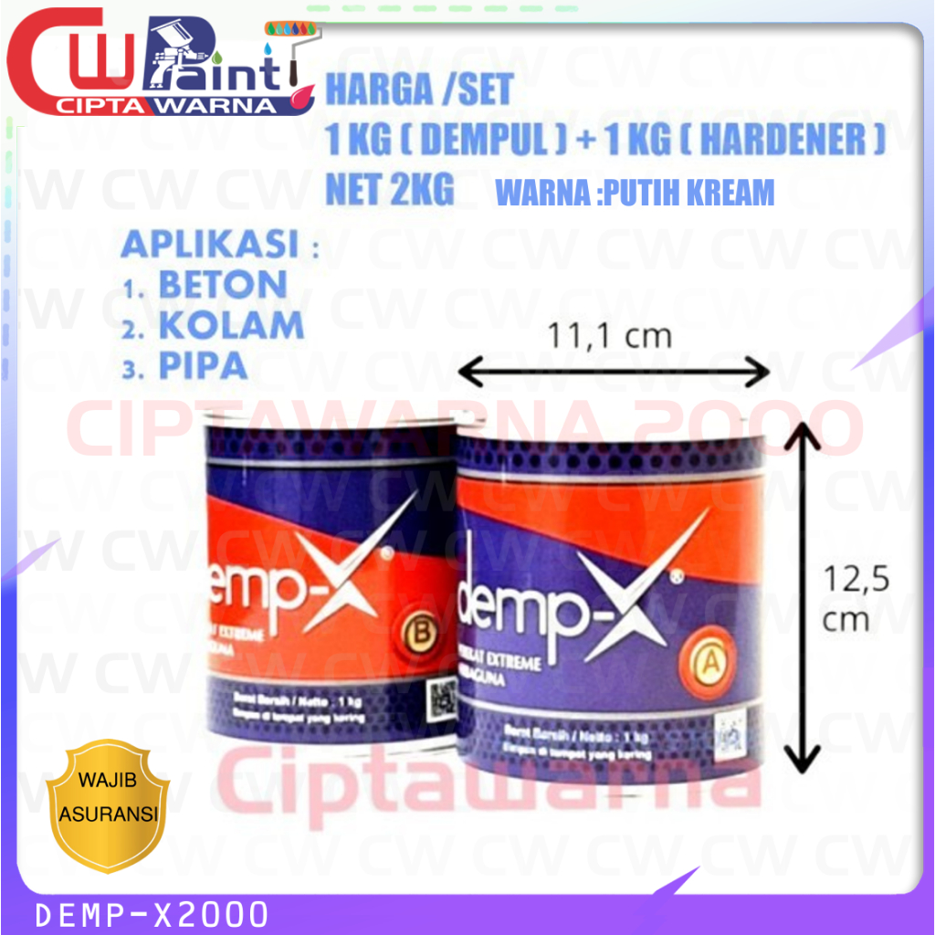 Jual DEMP-X Lem Perekat Epoxy Dempul Adhesive 2KG 2000 GR | Shopee ...