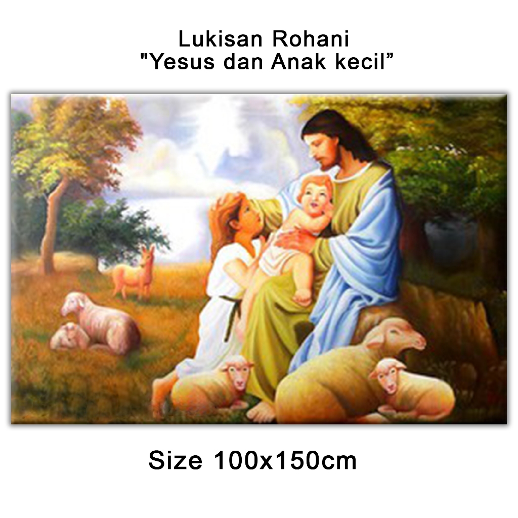 Jual Lukisan Rohani "Yesus dan Anak kecil" | Shopee Indonesia