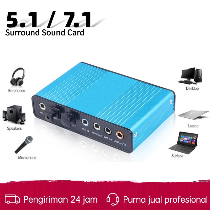 Jual Professional USB Sound Card 6 Channel 5.1 Optical External Audio ...