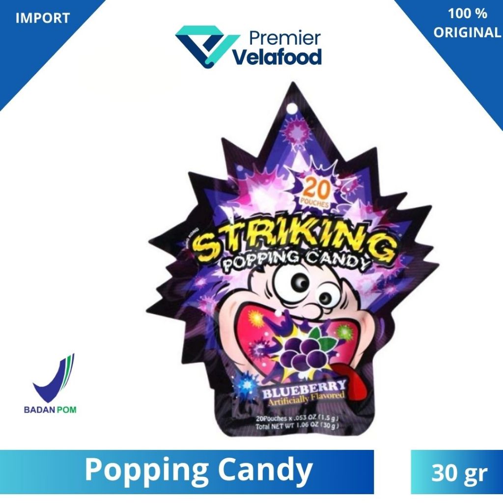 Jual [HALAL] STRIKING POPPING CANDY BLUEBERRY I PERMEN MELETUP-LETUP I ...