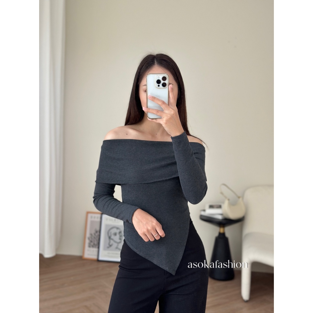 Jual ASOKA Kalu Top 3130 - Atasan Wanita Knit Korean - Off Shoulder ...