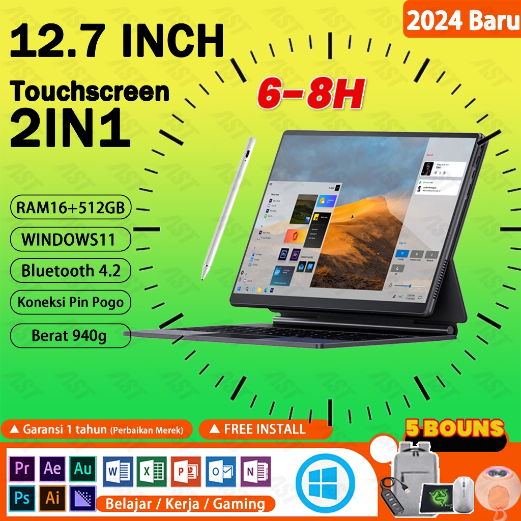 Jual AST laptop touchscreen 2in1 ram16g+512gb SSD layar sentuh 12.7inch ...