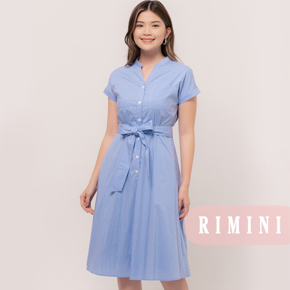 Jual RIMINI - Dress Midi Wanita Striped Kancing Depan Katun Dinner Midi ...