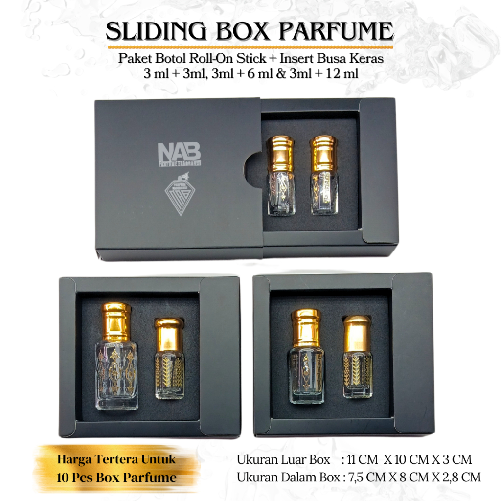 Jual 10 PCS - BOX PARFUM SLIDING / 10-PCS MEWAH BOTOL TOLA ROLL ON ...
