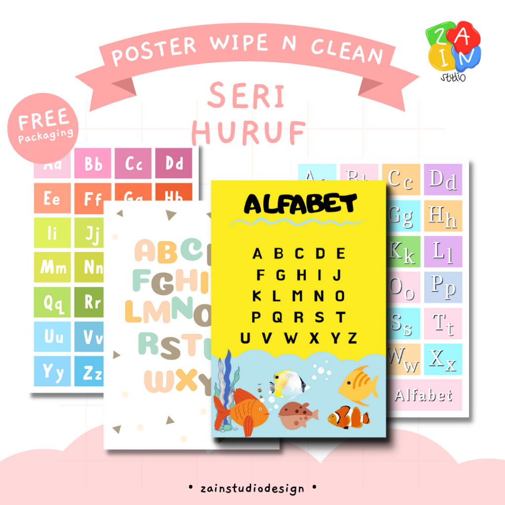 Jual Zain Studio Design Poster Edukasi Anak Belajar Abjad ABC Huruf ...
