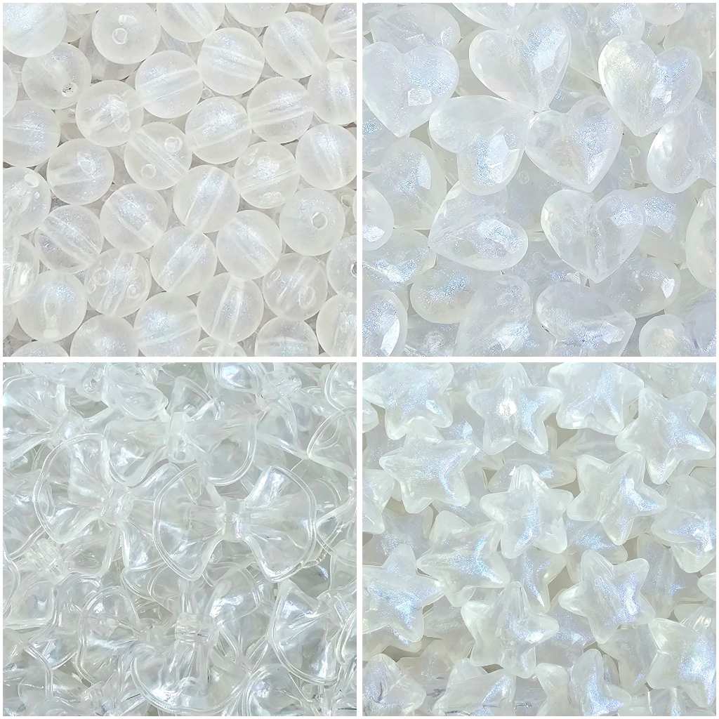 Jual (50gr) Manik Manik Shimmer Glitter Putih Transparan Diy Beads ...