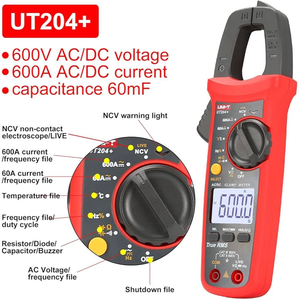 Jual UNI-T UT204+ UT 204+ Clamp Meter Multimeter Digital Clamp Tang ...