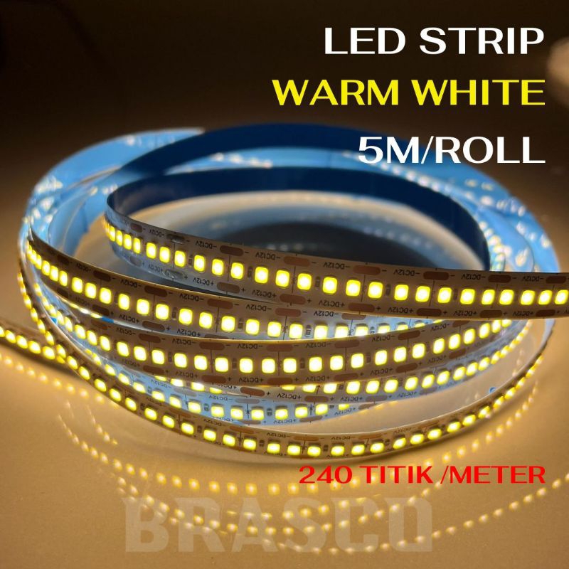 Jual LED Strip Grade A+ 12V 240 LED per Meter 3000K 4000K 5 Meter per ...