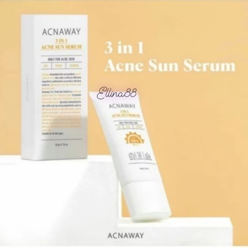 Jual acnaway 3in1 acne sun serum sunscreen SPF 50+ PA +++ 50gr | Shopee Indonesia