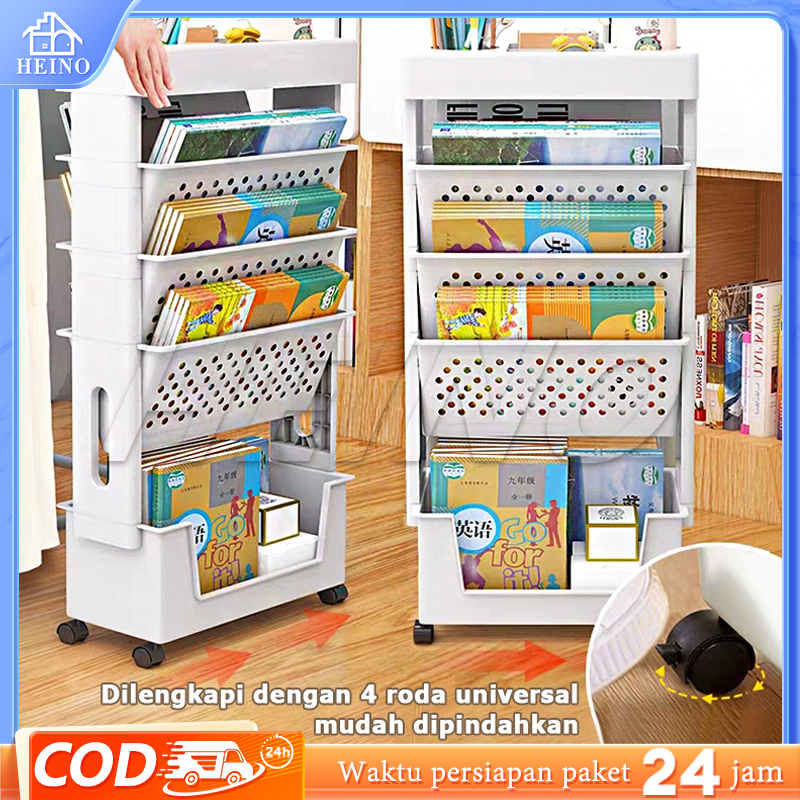 Jual HEINO Rak Buku Portable Serbaguna Rak Troli Susun Kapasitas Besar ...