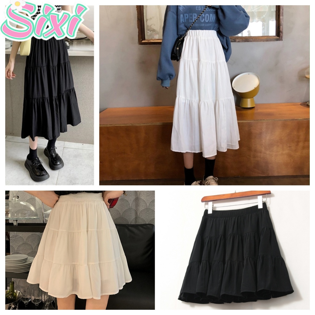 Jual SIXI Rok Ruffle Cute Ruffle Skirt 3 Susun Rok Rampel Maxi Skirt ...