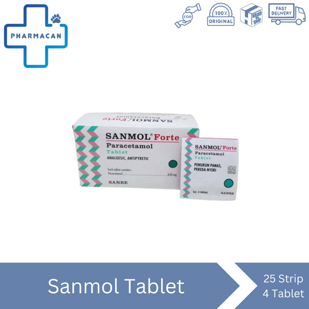 Jual Sanmol Tablet 500mg Strip Isi 4 | 1 Box isi 25 Strip | Meradakan ...