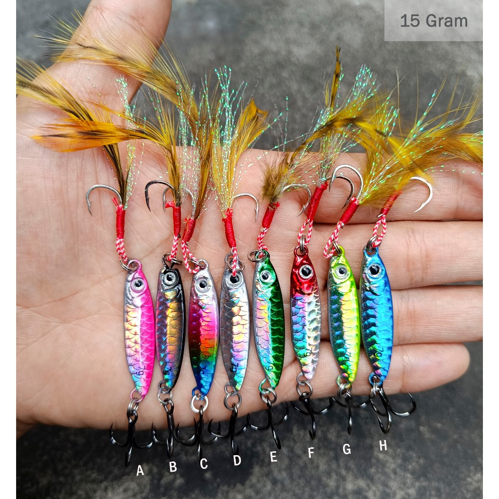 Jual Lure Micro Jig Bulu 15 gram - Umpan Pancing Casting UL Jigging ...