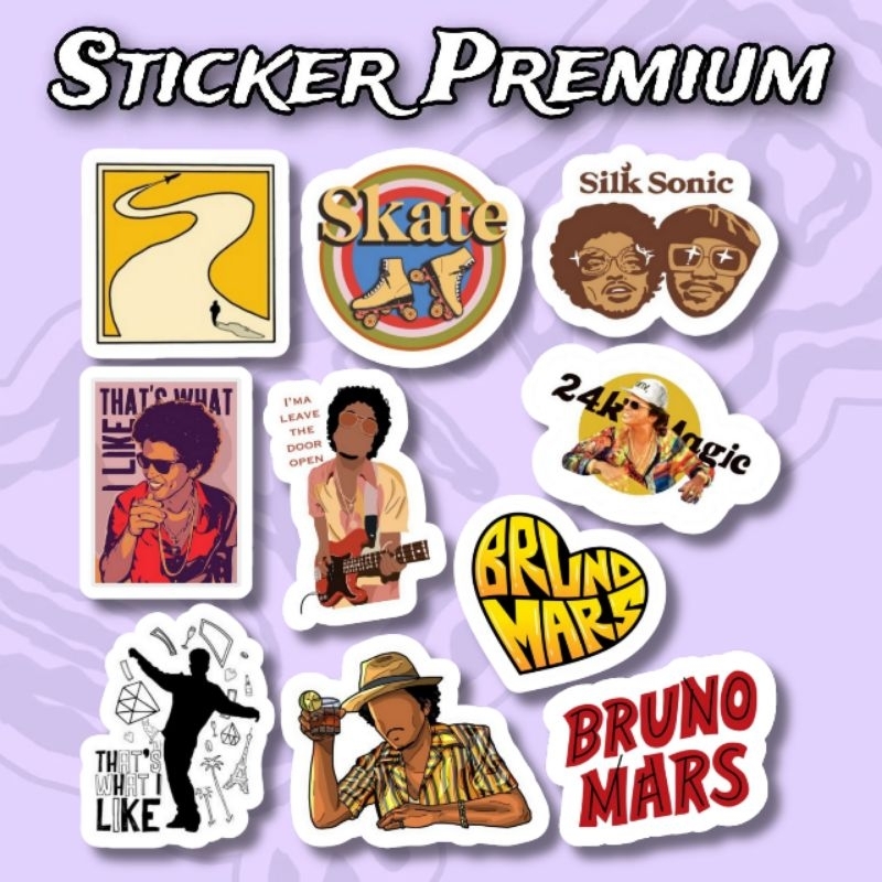 Jual Sticker Bruno Mars 24k Silk Sonic Pack isi 10 Pcs Waterproof ...
