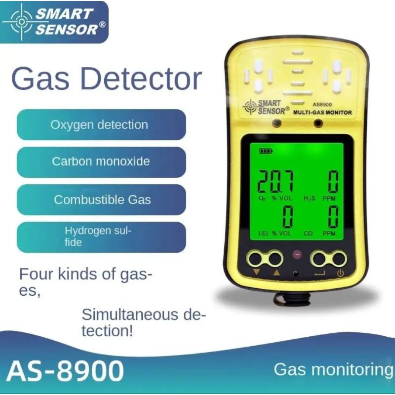 Jual O2 CO H2S LEL 4 in 1 Gas Monitor Smart Sensor AS8900 Detector ...