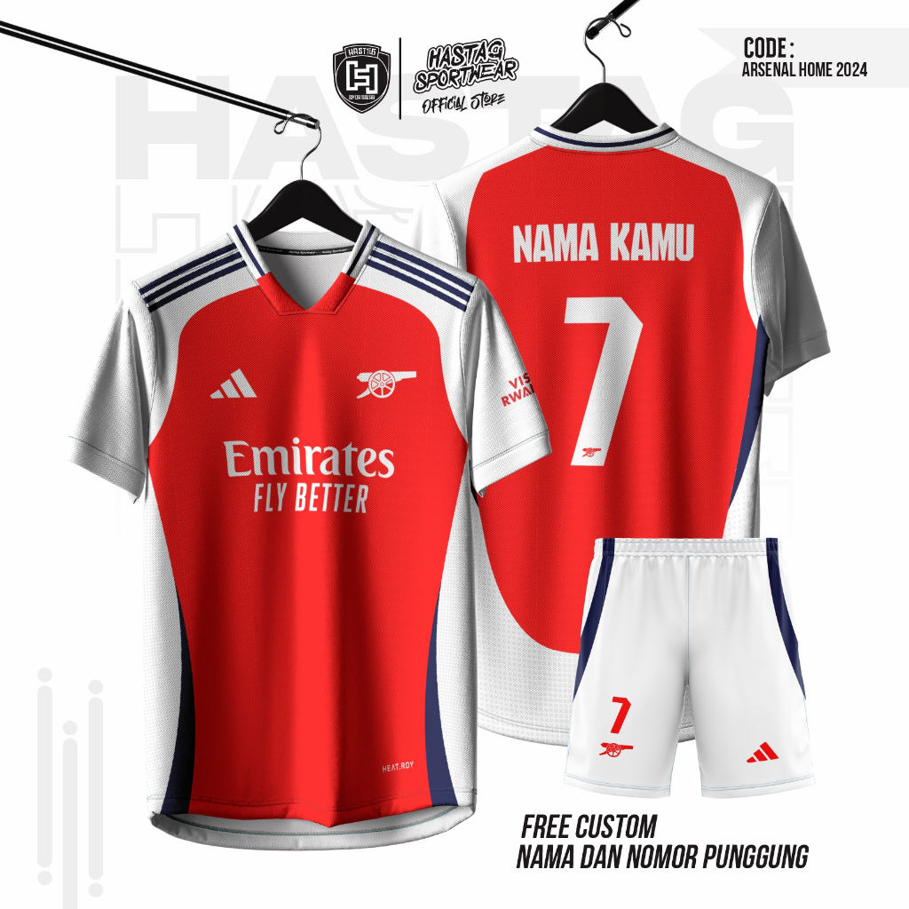 Jual JERSEY ARSENAL HOME 2024 TERBARU FULL PRINTING FREE CUSTOM NAMA ...