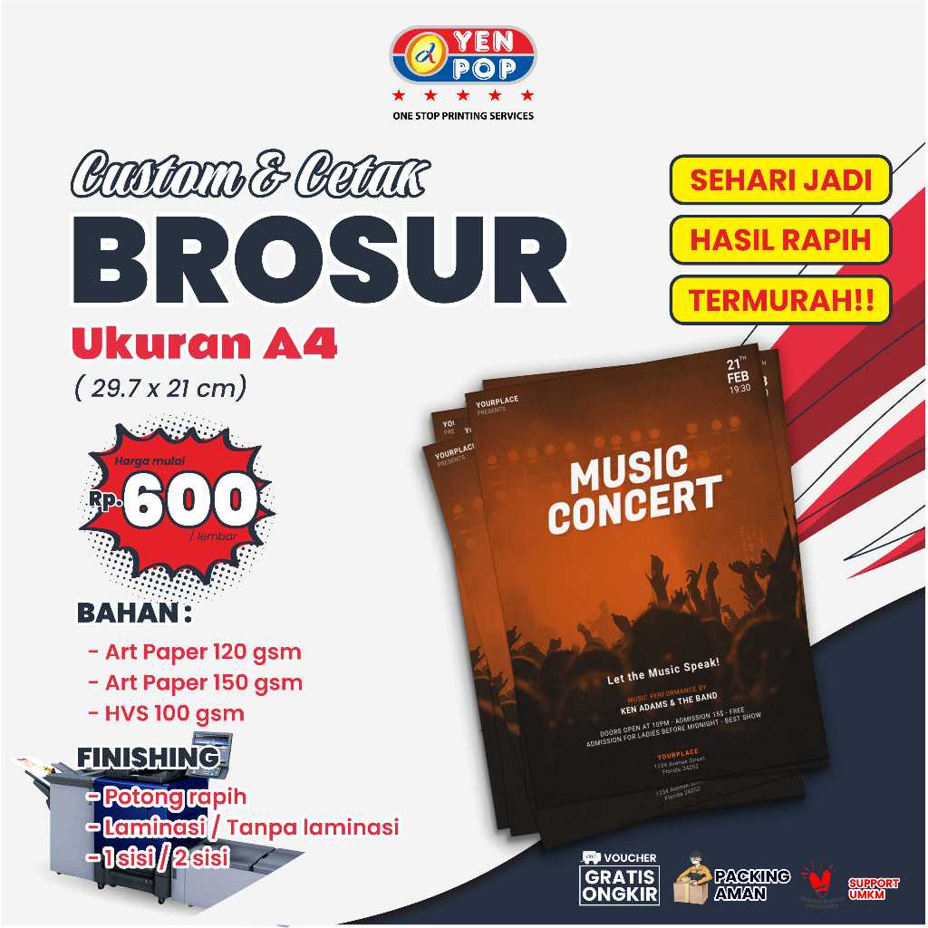 Jual Brosur Custom A4 I Cetak Brosur A4 I Cetak Flyer A4 Art Paper 120/ ...