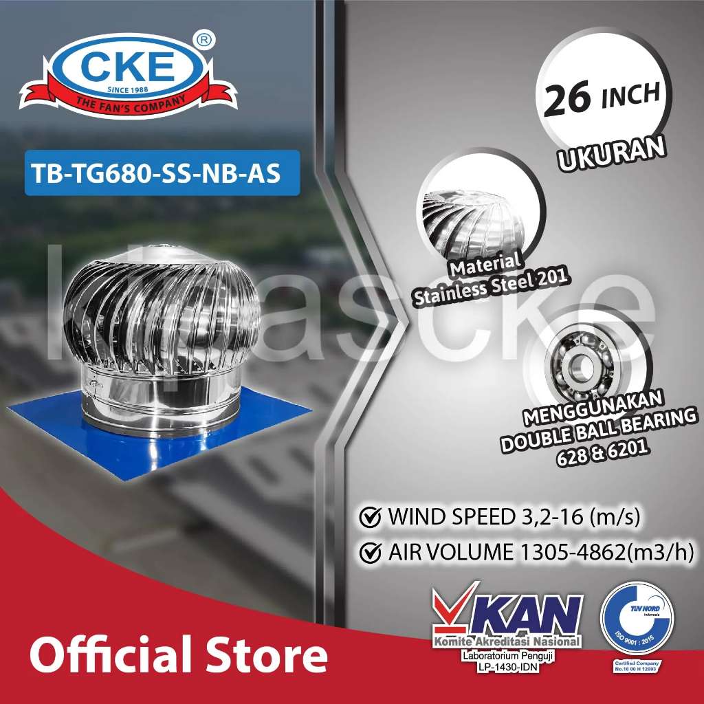 Jual CKE Turbin Ventilator Atap Stainless Steel 26 Inch TB-TG680-SS-NB ...