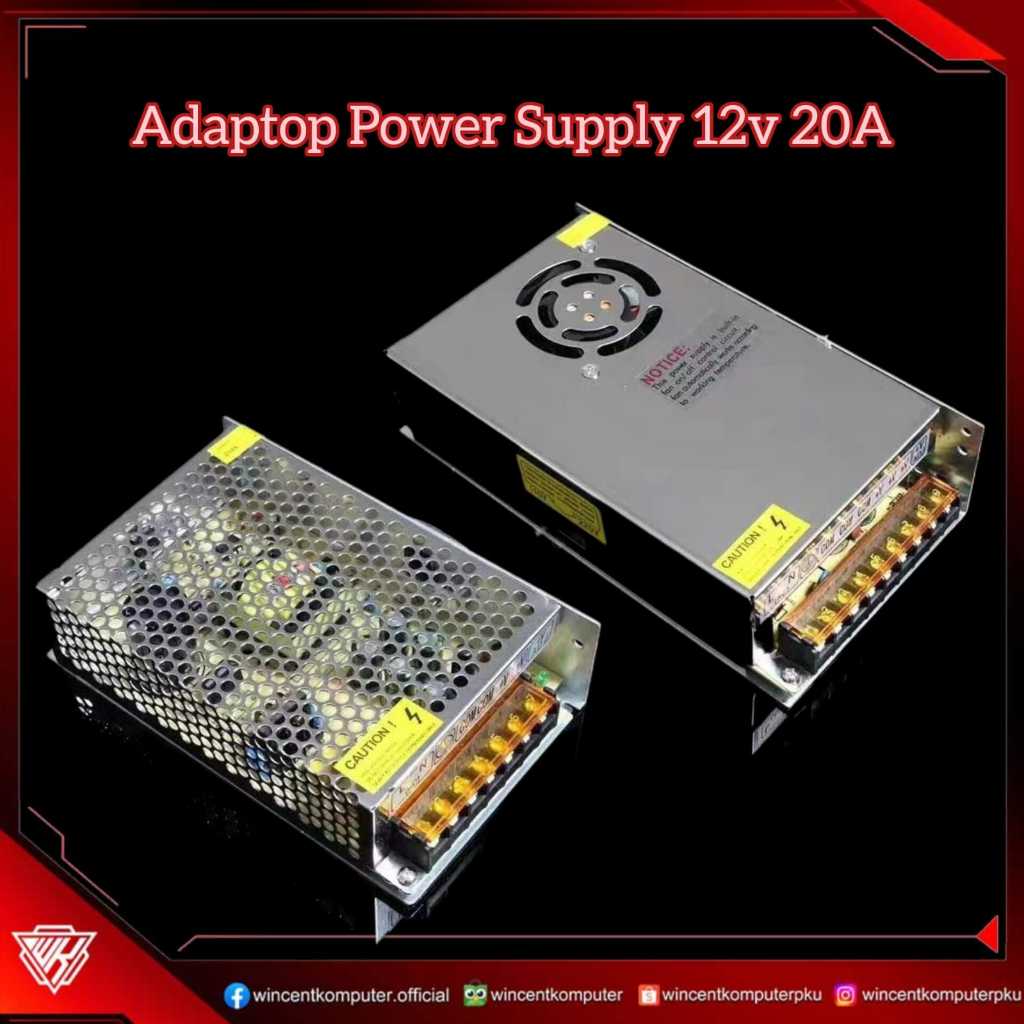 Jual Adaptor Power Supply 12V 20A PSU Jaring + kipas | Shopee Indonesia