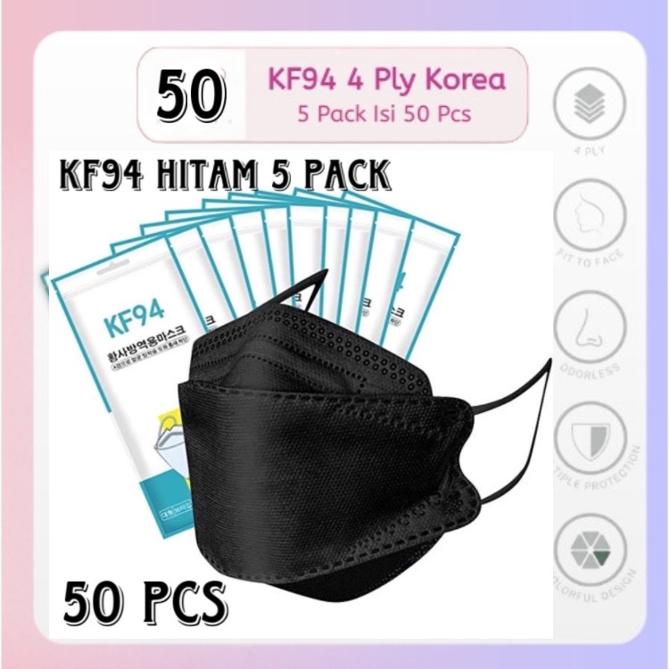 Jual MASKER KF94 KOREA ISI 50PCS MURAH / KF94 DEWASA 50PCS / KF94 ISI 50PCS | Shopee Indonesia