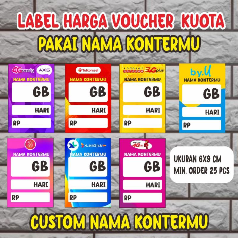 Jual Label harga voucher/ label harga kuota/ label harga paket data ...