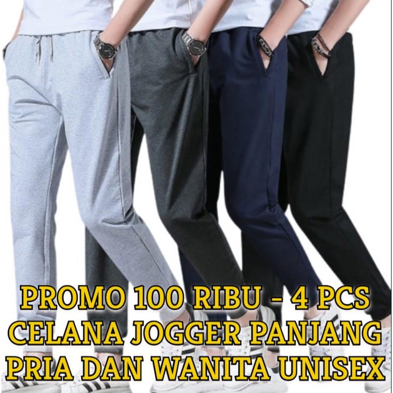 Jual PROMO 100 RIBU DAPAT 4 Celana Jogger pria wanita UNISEX panjang ... Jual PROMO 100 RIBU DAPAT 4 Celana Jogger pria wanita UNISEX panjang ...