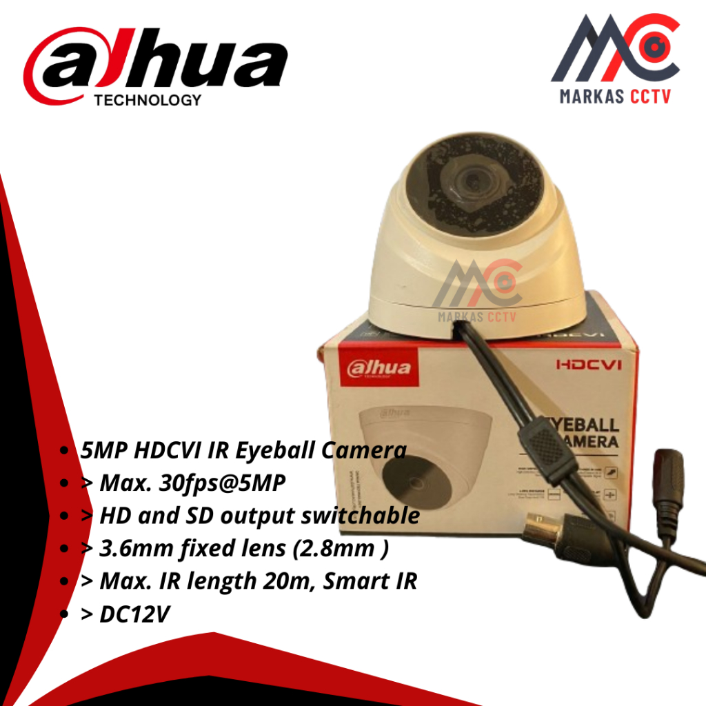 Jual CCTV Indoor Dahua 5 MP DH-HAC-T1A51P | Shopee Indonesia