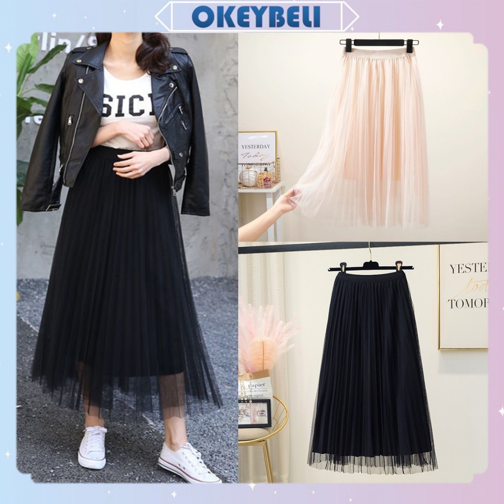 Jual •OKEY BELI•RK1610 Rok Tutu Dewasa High Waist wanita Panjang Midi ...