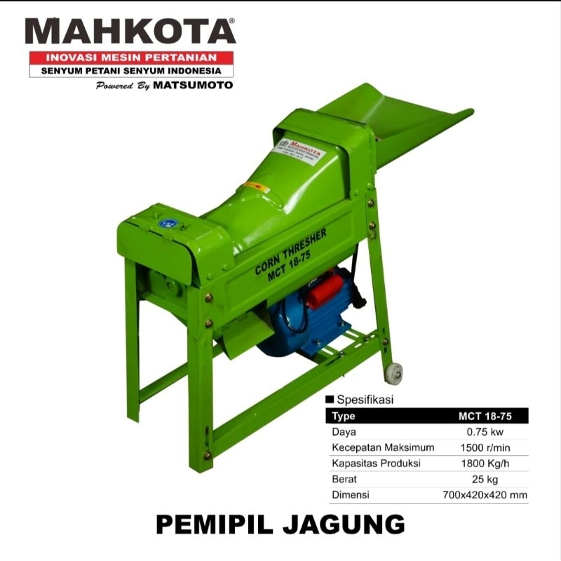 Jual MESIN PEMIPIL JAGUNG/PERONTOK JAGUNG ELECTRIC MCT 18-75 MAHKOTA ...