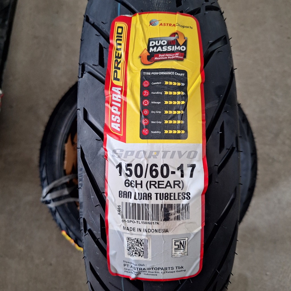 Jual Ban Belakang Aspira Premio Sportivo 150/60-17 ring 17 Tubeless untuk CBR 250, CBR 250 RR ...
