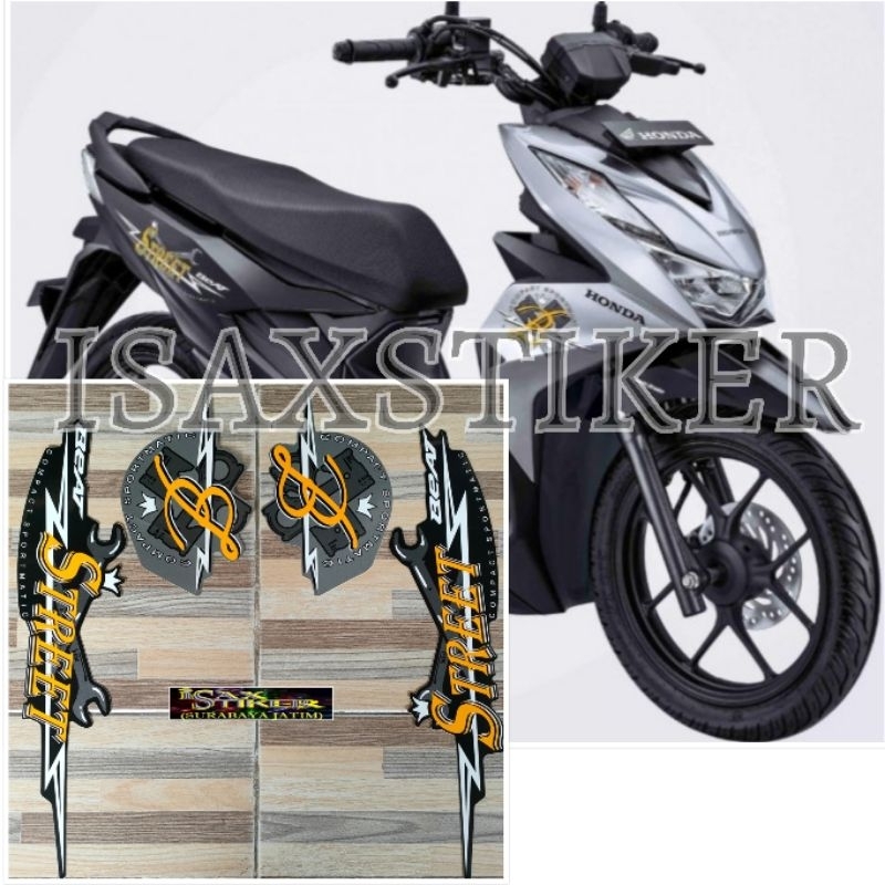 Jual striping original Honda beat street silver hitam tahun 2020 2021 ...