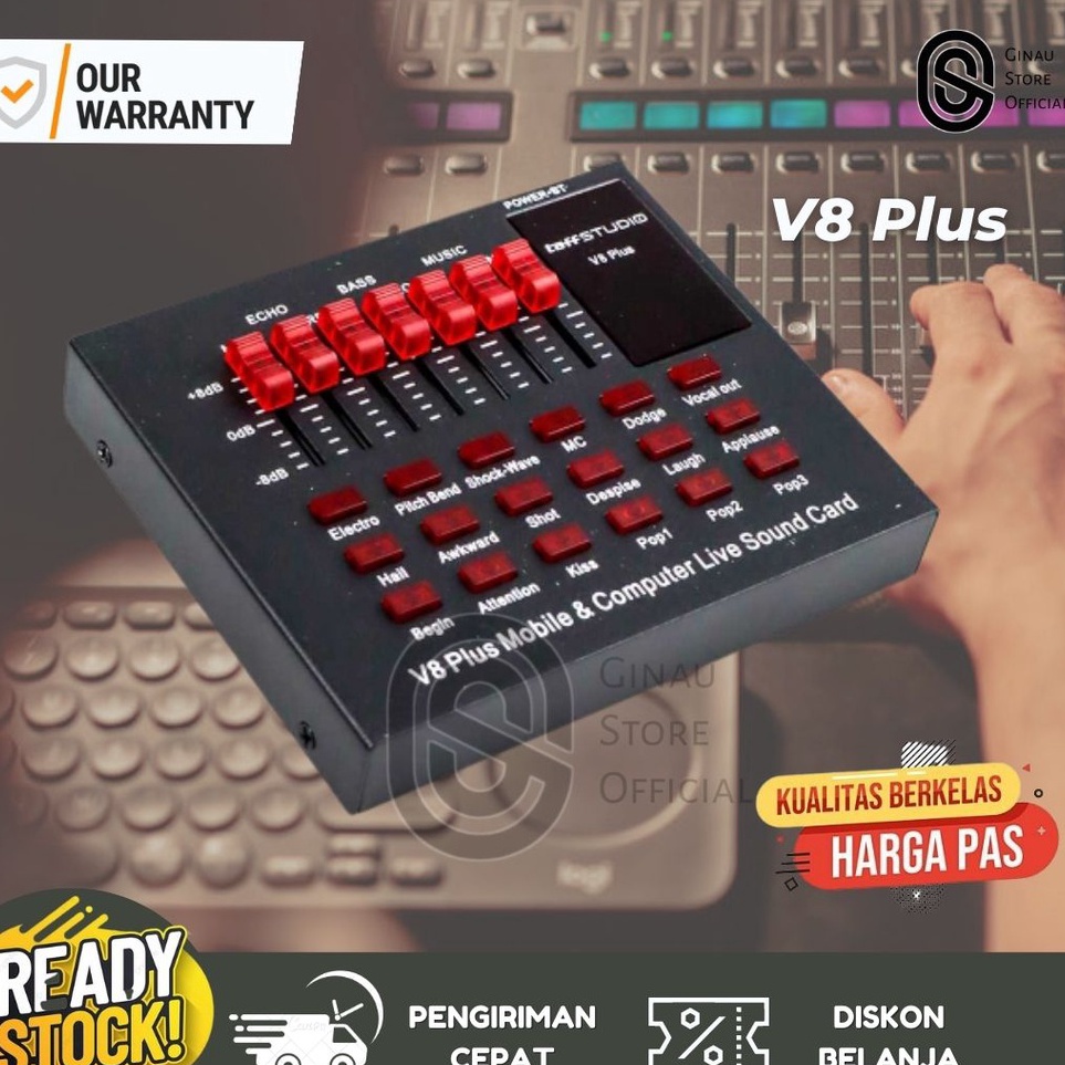 Jual KODE N42K Soundcard V8 Plus V8 V8S USB Bluetooth Audio Mixer External Live Broadcast Mic ...