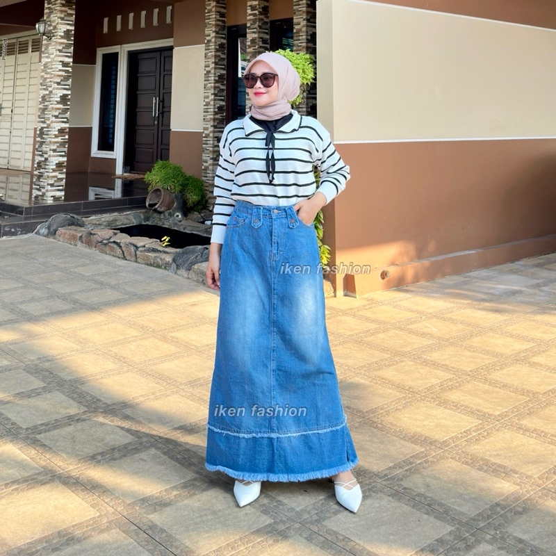 Jual Rok Jeans Mermaid // Rok Duyung Bahan Jeans Premium Non Stretch ...