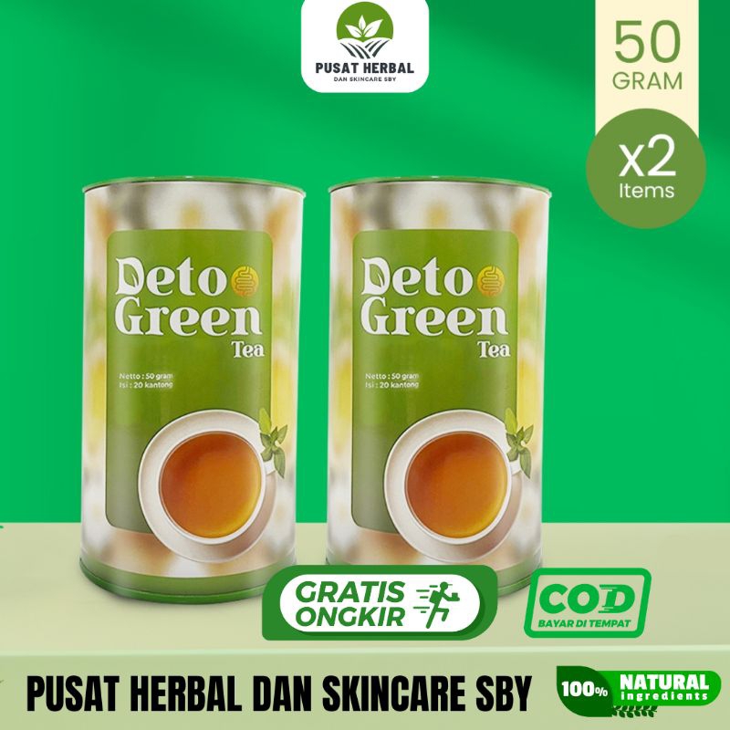 Jual [Paket 2 Kaleng] Detogreen Tea + Pembersih Usus + Teh Hijau Celup ...