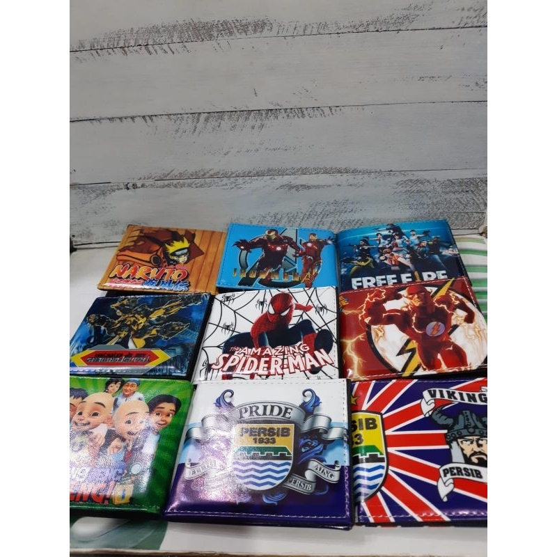 Jual Dompet karakter sablon gambar kartun lipat 2 kartu dan uang ...