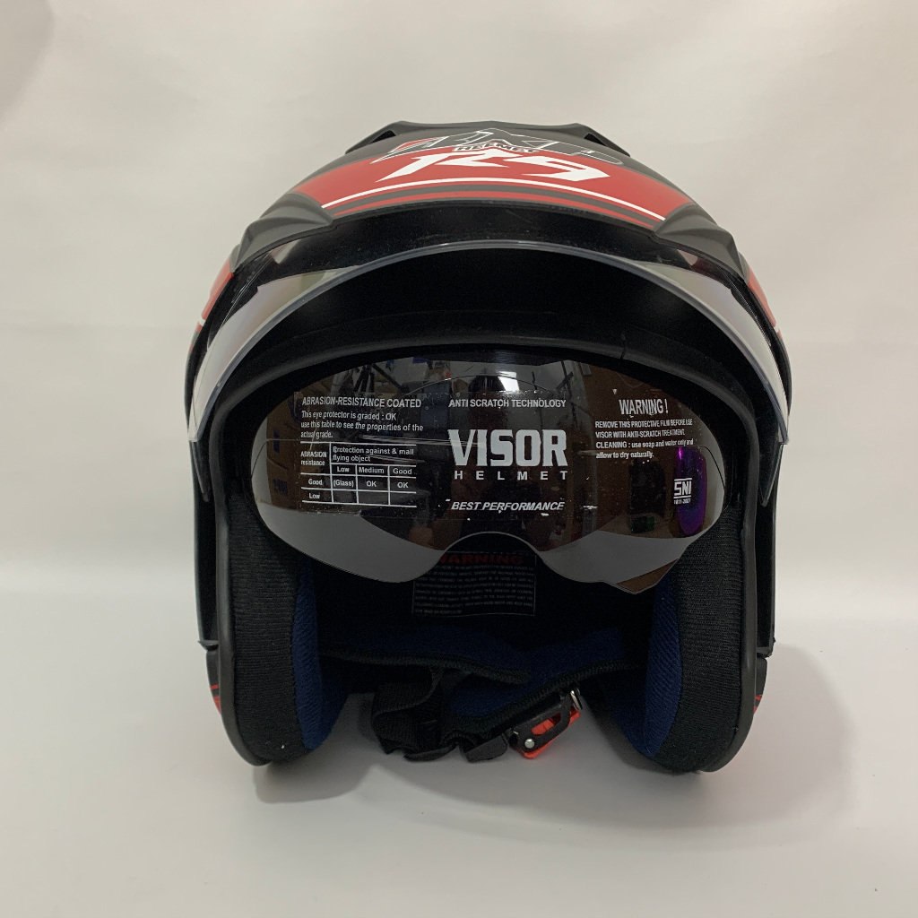 Jual Helm JP 7 Monster R9 (Merah) Hitam Doff SNI Dewasa - Dua Kaca ...