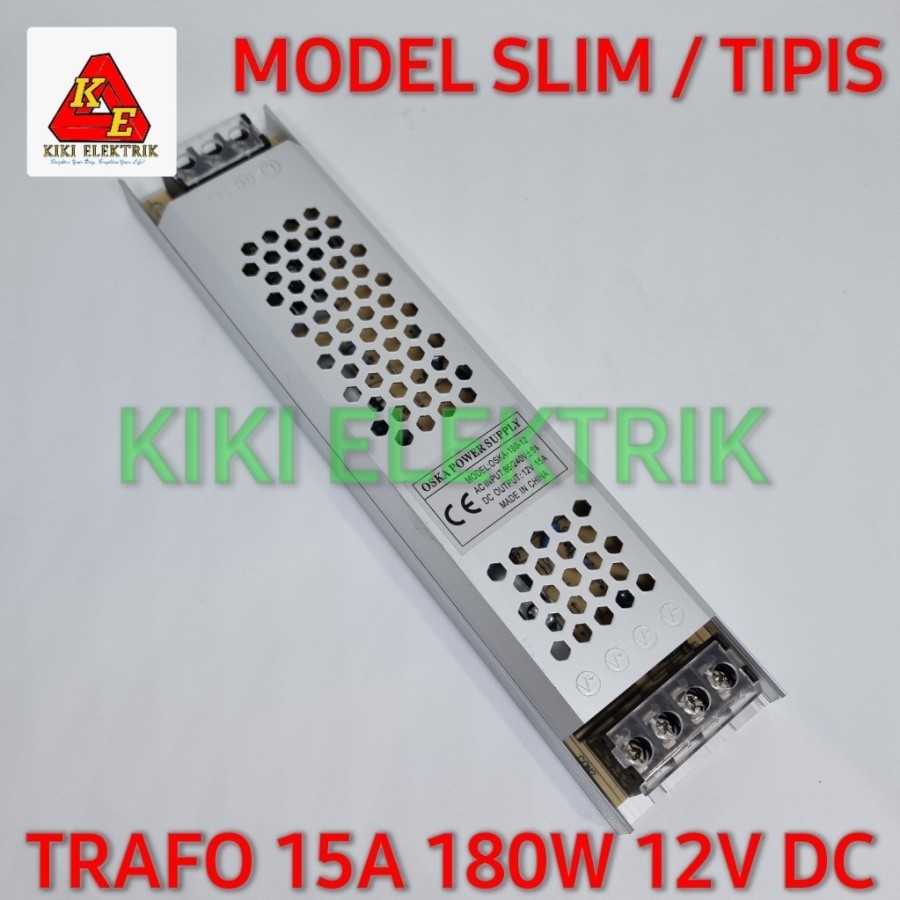 Jual Trafo Adaptor 15A 180W 12V DC / Power Supply LED Strip CCTV Model ...
