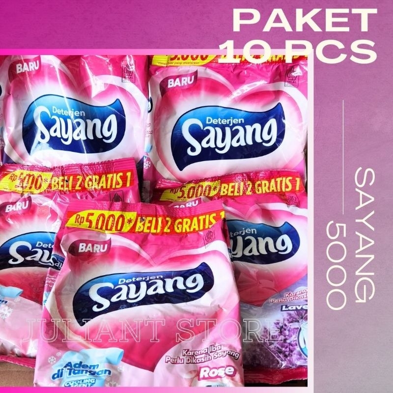 Jual PAKET 10 PCS Sayang Deterjen Bubuk 5000 an 220 gr | Shopee Indonesia
