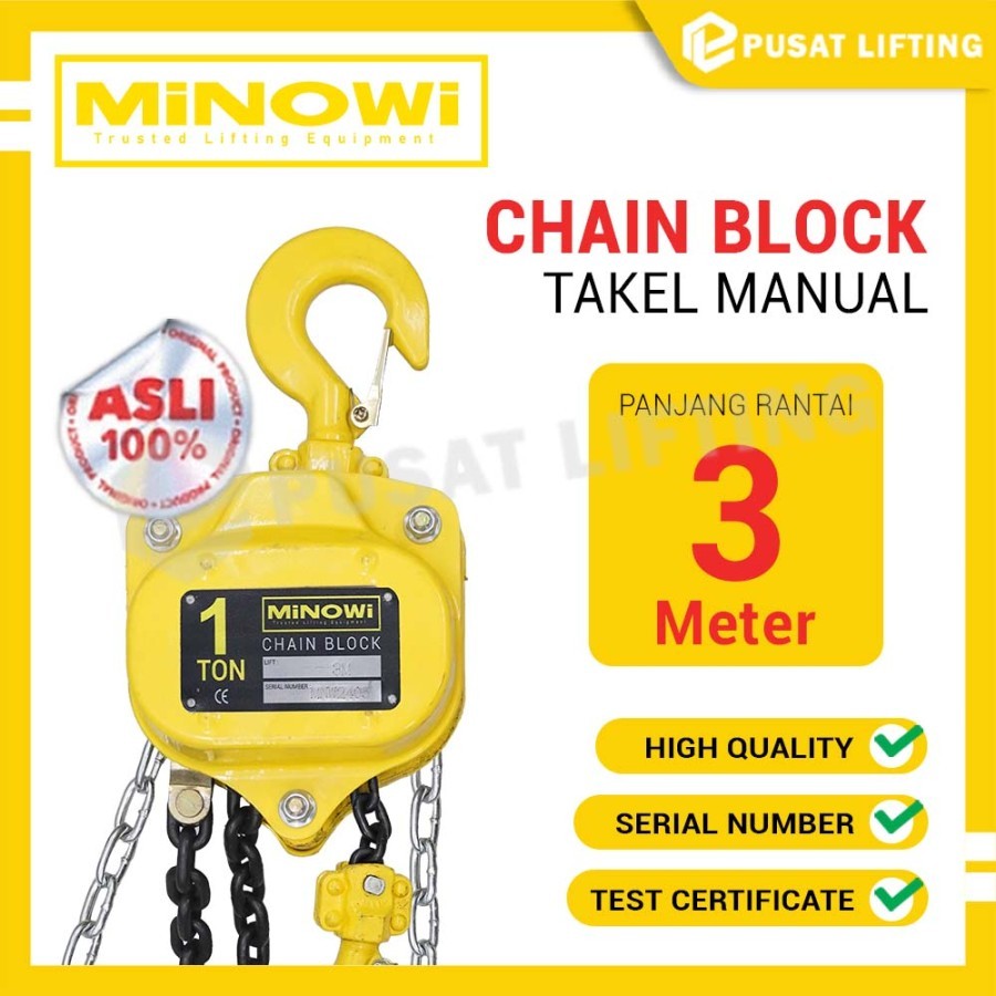 Jual Chain Block VT MINOWI 1 Ton 3 Meter Takel Katrol Manual | Shopee ...
