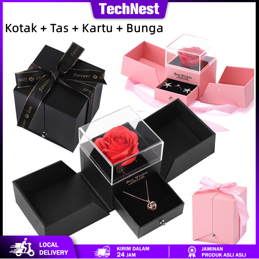 Jual Jewelry Gift Box Kotak Hadiah Mawar Hari Valentine Kotak Perhiasan ...