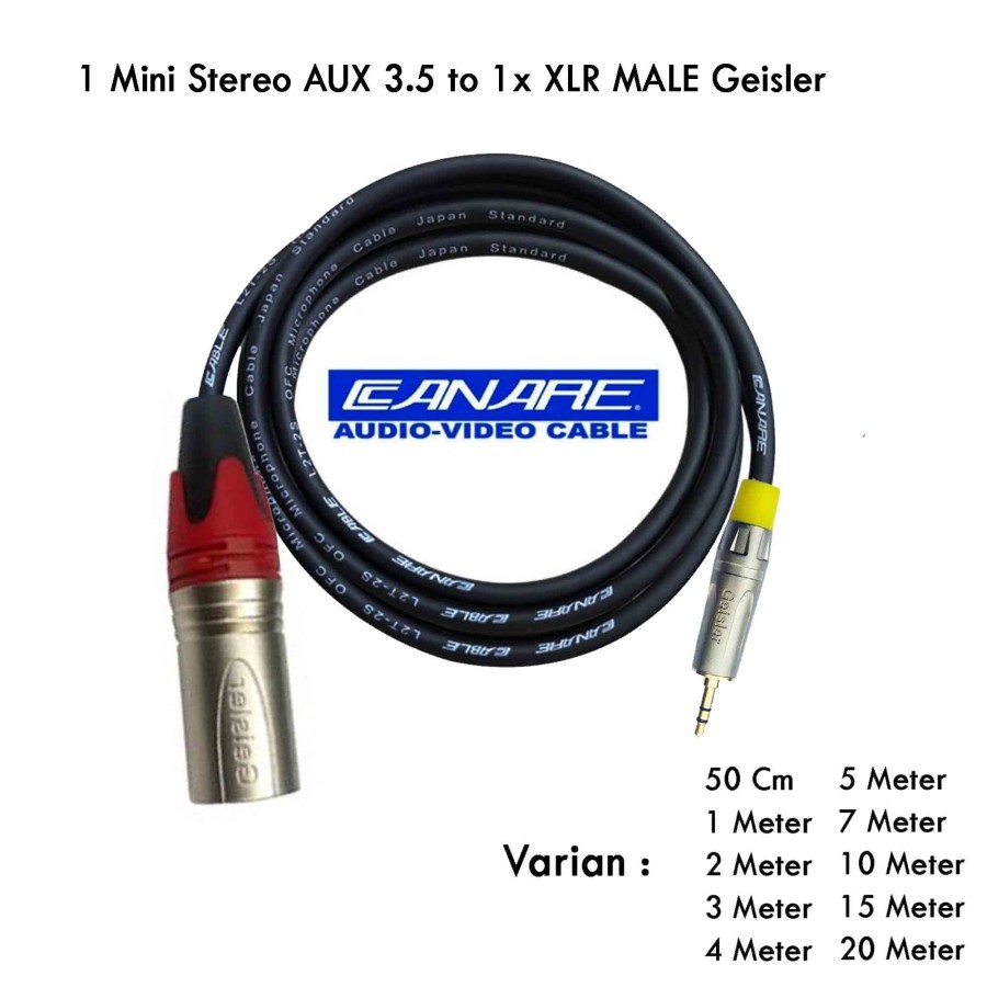 Jual Kabel Audio HP 1x Mini AUX Stereo 3.5 SLV to 1x XLR Male Geisler ...