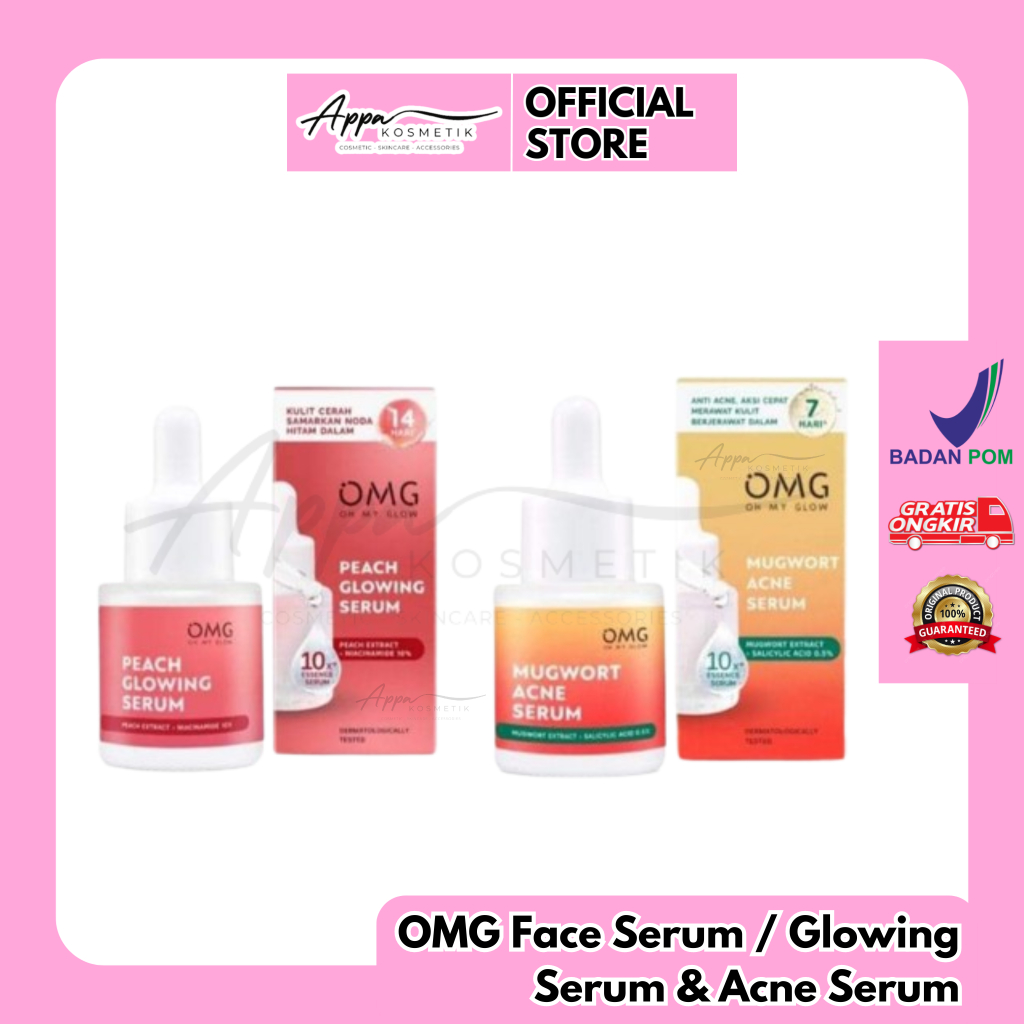 Jual OMG Oh My Glow Face Serum - Peach Glowing Serum - Mugwort Acne Serum | Shopee Indonesia