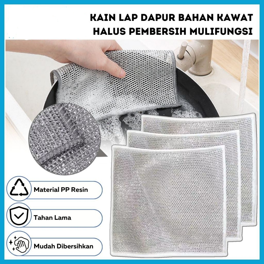 Jual Kain Lap Dapur Bahan Kawat Bentuk Kotak / Kain Cuci Piring ...
